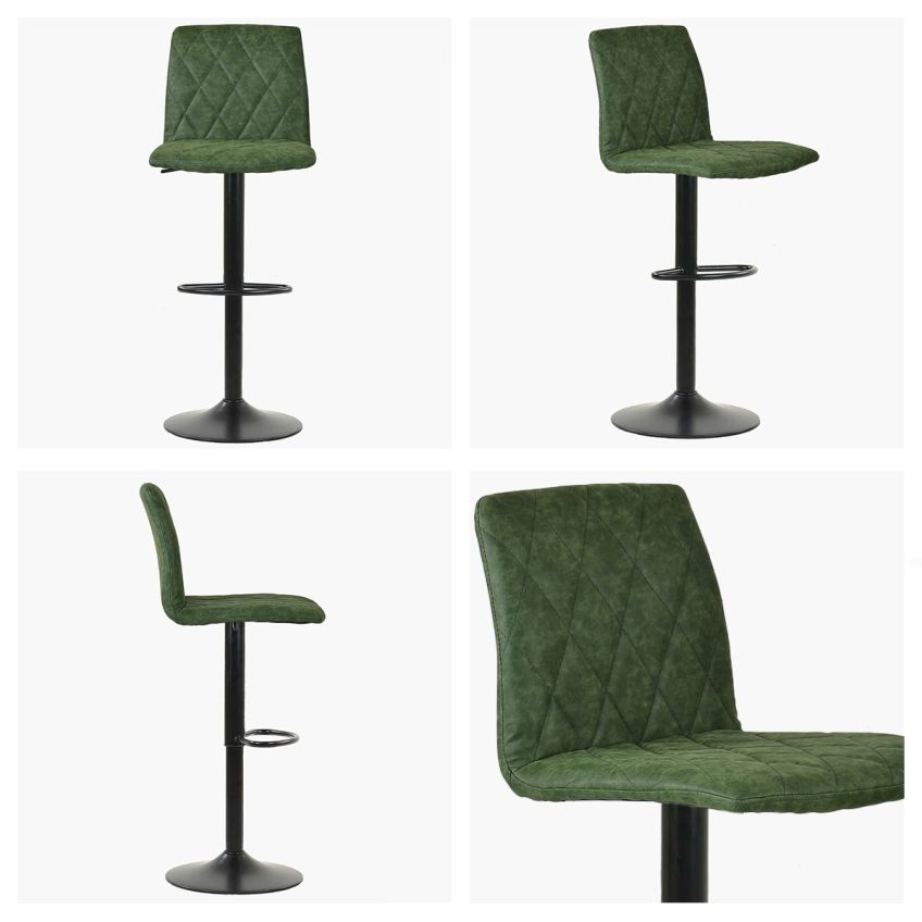 Ares Vintage Green Faux Leather Swivel Bar Stool