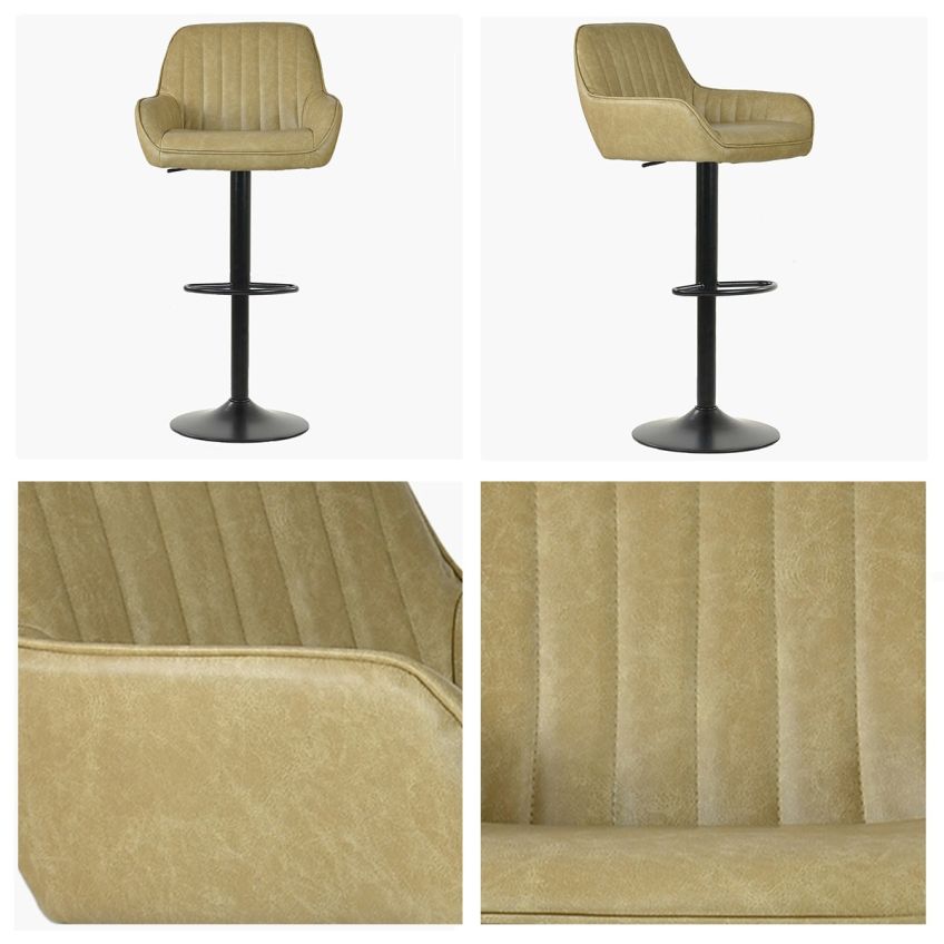 Bronx Antique Cream Black Base Breakfast Stool