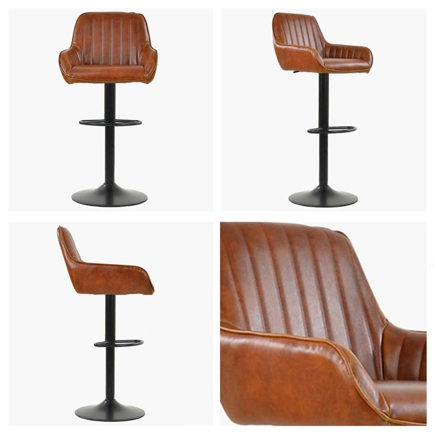 Bronx Vintage Brown Black Base Breakfast Stool