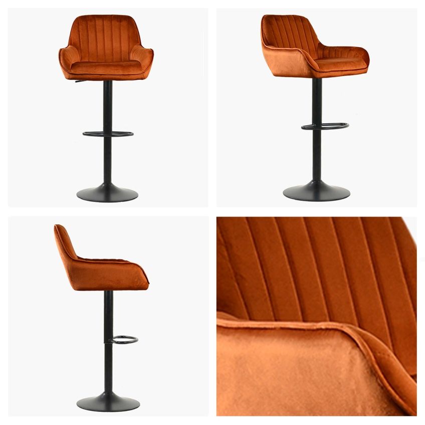 Bronx Burnt Orange Black Gas Lift Leg Kitchen Stool