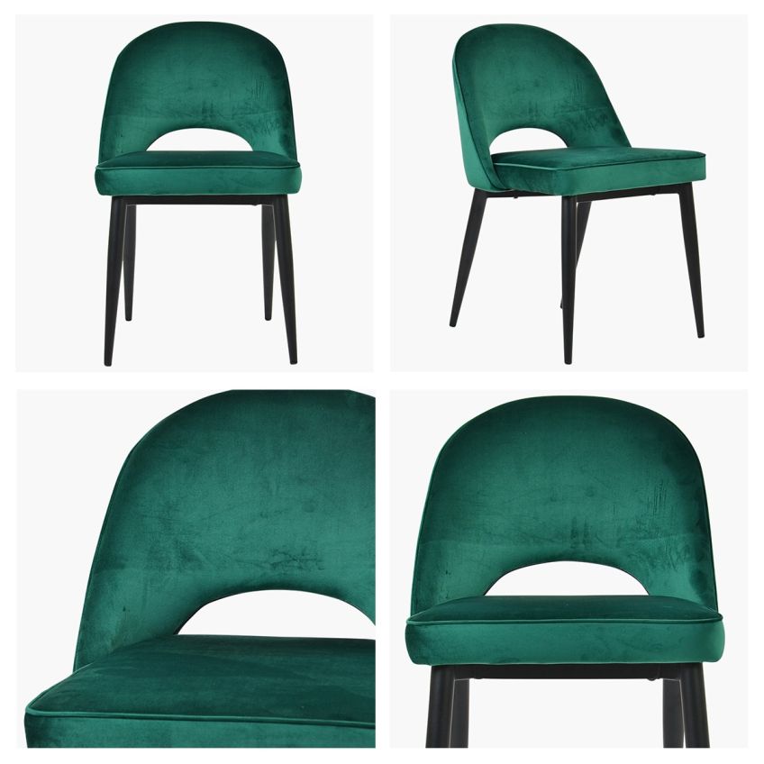 Flair Green Velvet Dining Chair With Black Legs