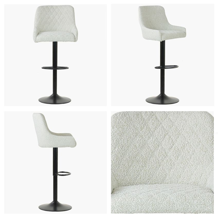 Greenwich Cream Boucle Black Base Adjustable Breakfast Stool