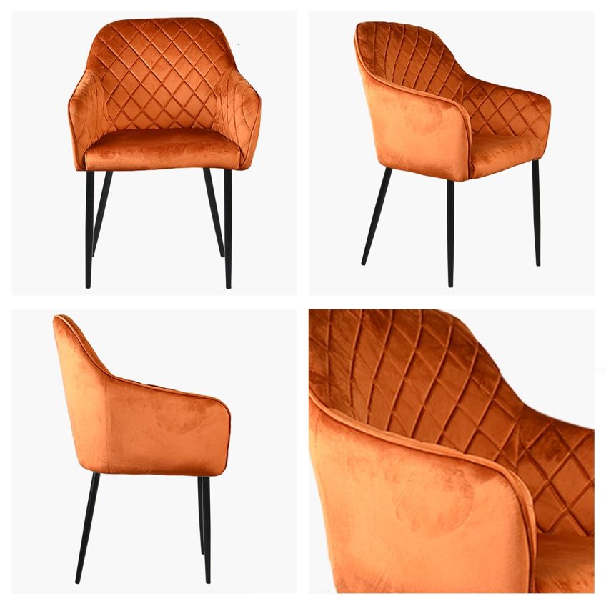 Opus Carver Burnt Orange Velvet Dining Chair with Black Leg