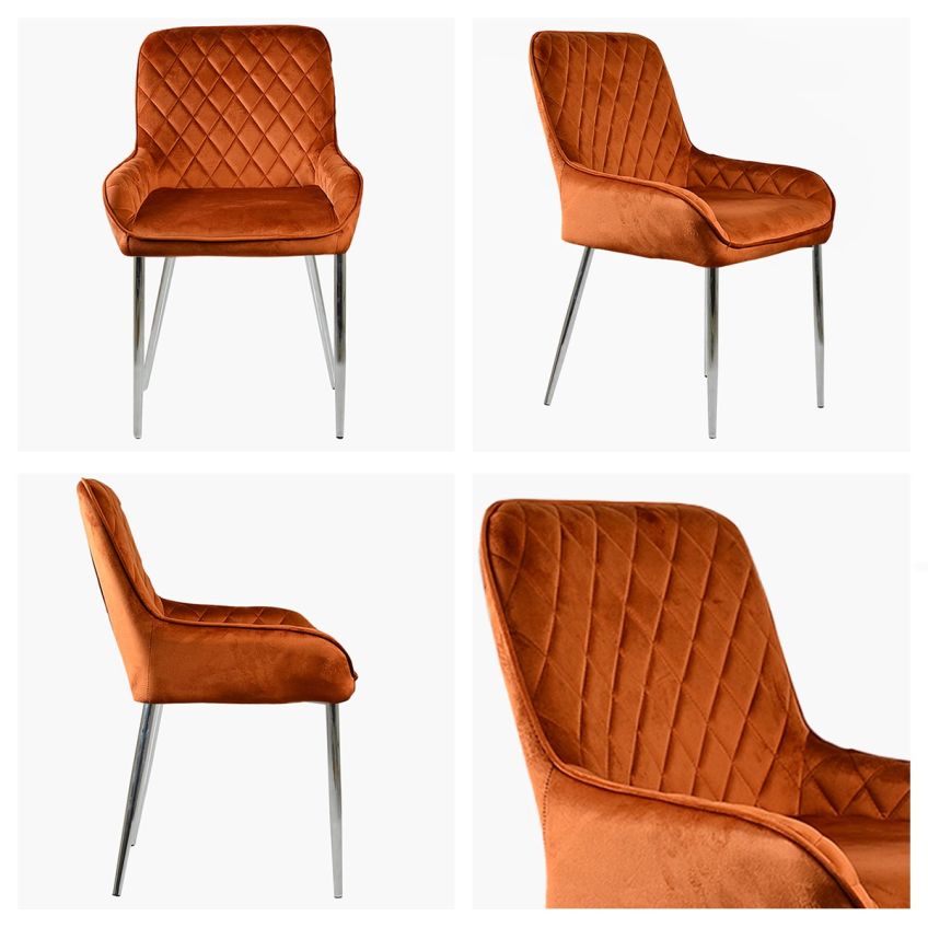 Opus Side Burnt Orange Dining Chair with Chrome Leg
