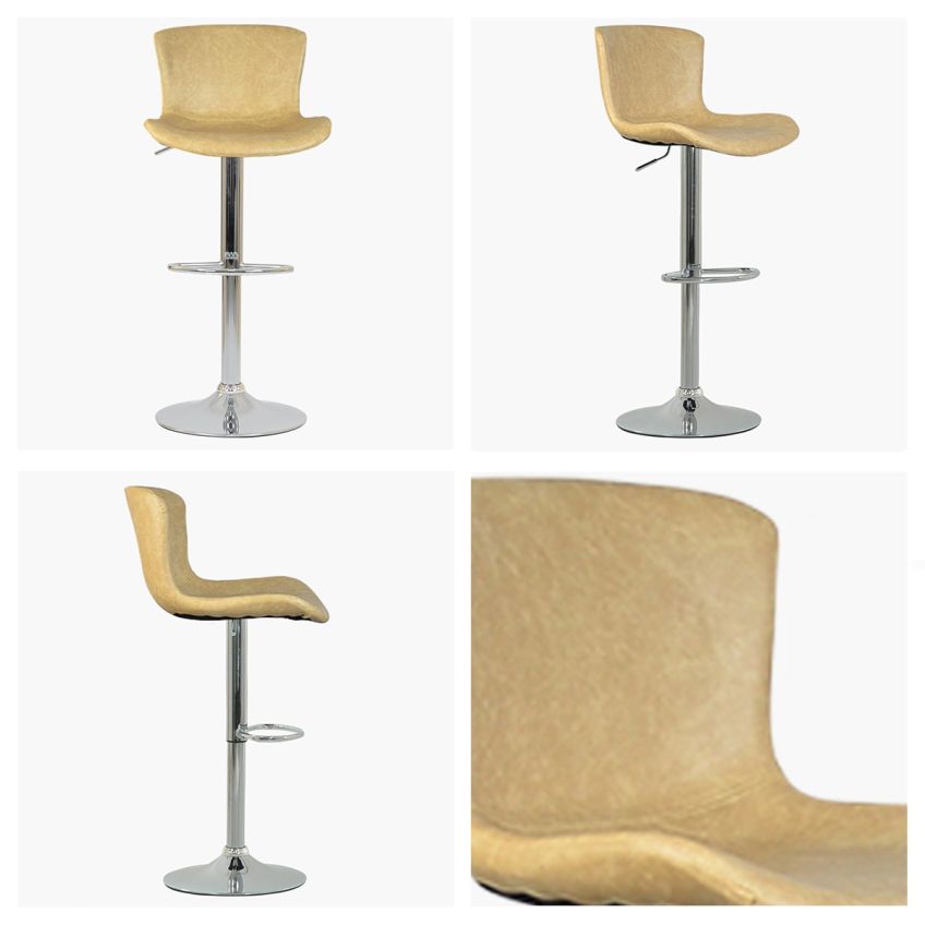 Sitch Cream Leather Gas Lift Bar Stool