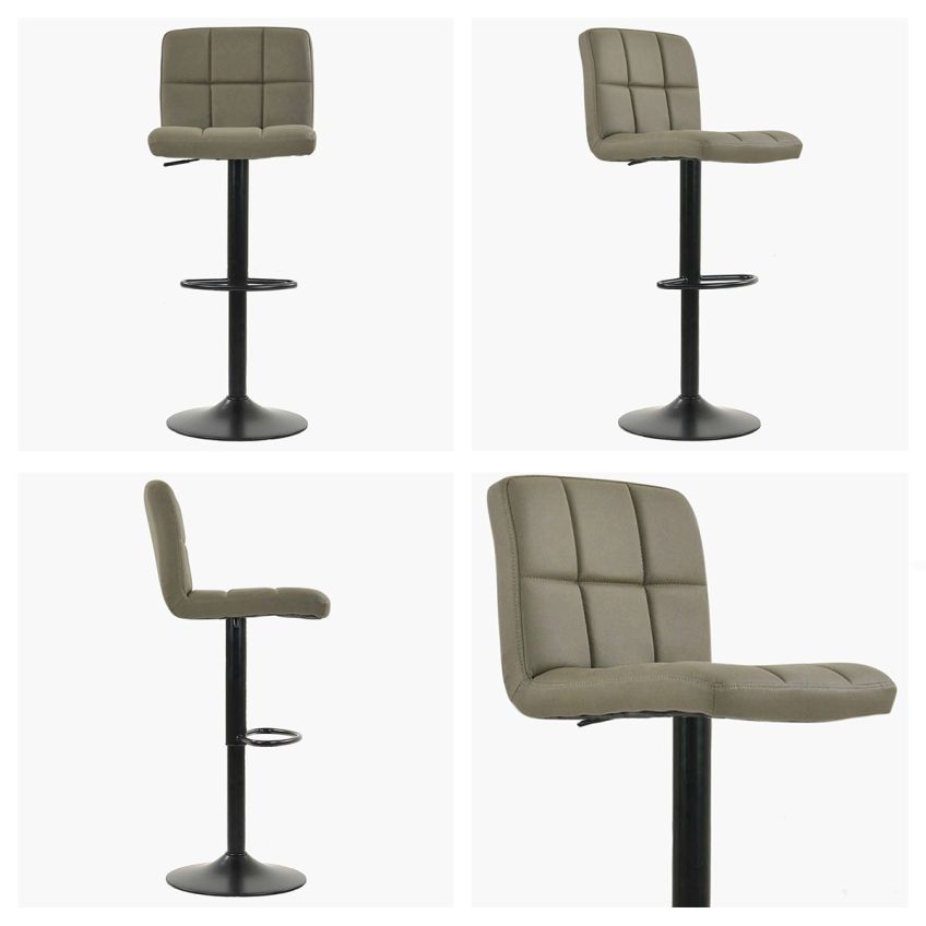Troy Taupe Faux Leather Black Base Kitchen Stool