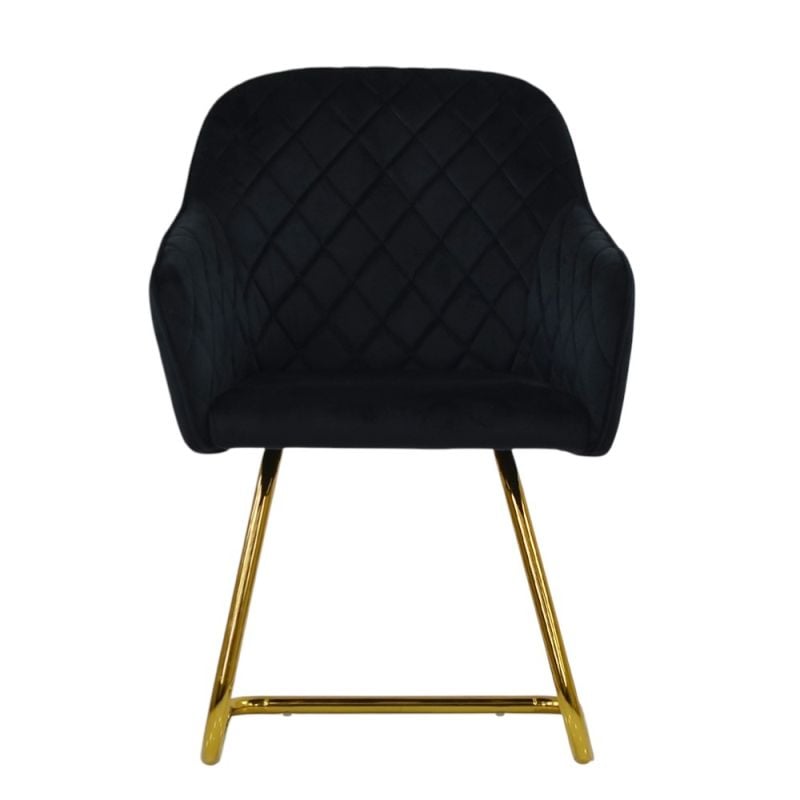Buy the Frome Dining Chair Black Velvet & Gold