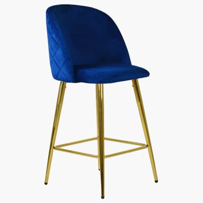 Dale Blue Velvet Gold Base Breakfast Stool
