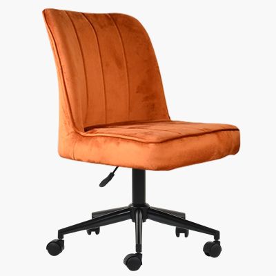 Lule Burnt Orange Velvet Swivel Office Desk Chair Black Base