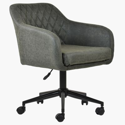 Opus Dark Grey Leather Swivel Office Chair With Gold Legs