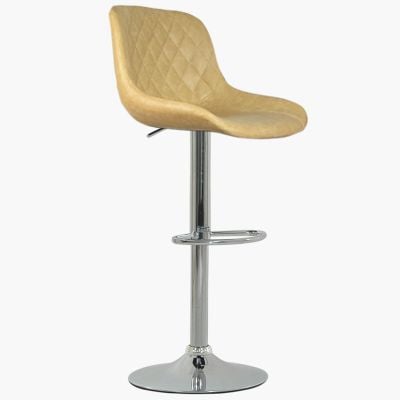 Graf Cream Leather Gold Base Adjustable Bar Stool