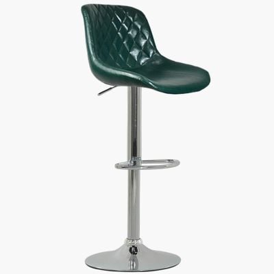 Franz Green Leather Chrome Leg Luxury Bar Stool