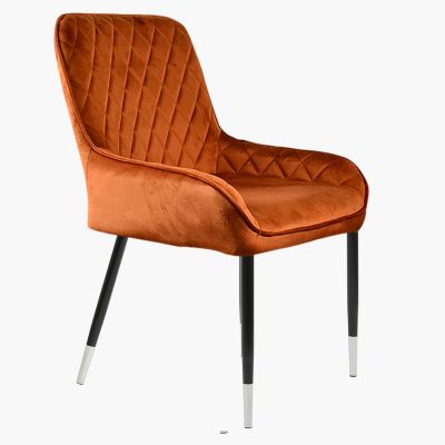 Flair Burnt Orange Velvet Dining Chair with Black Leg
