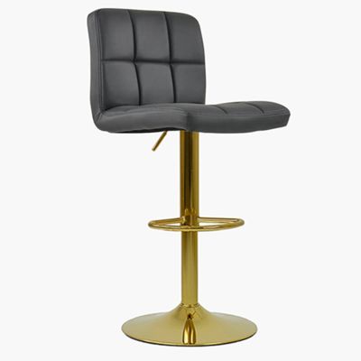 Hamilton Dark Grey Faux Leather Gold Leg Kitchen Stool