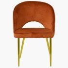 Flair Curved Back Emerald Green Velvet Dining Chair & Gold Legs