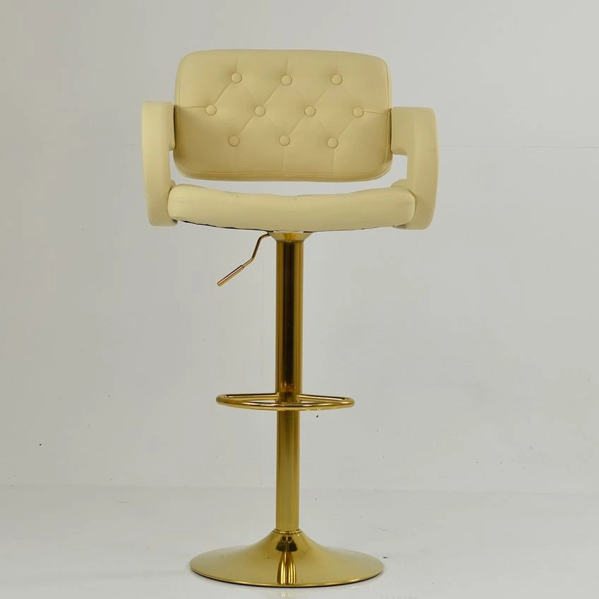 Buy Ludo Bar Stool Cream Leather & Gold