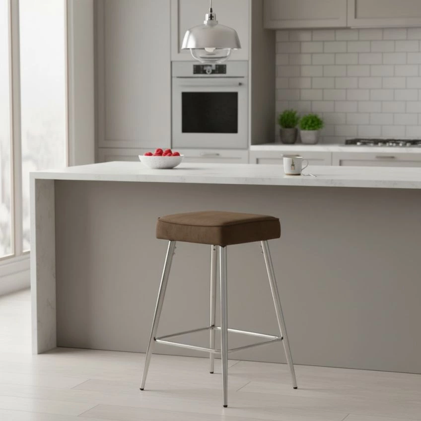 Buy Cloud Bar Stool Burnt Orange Velvet & Chrome