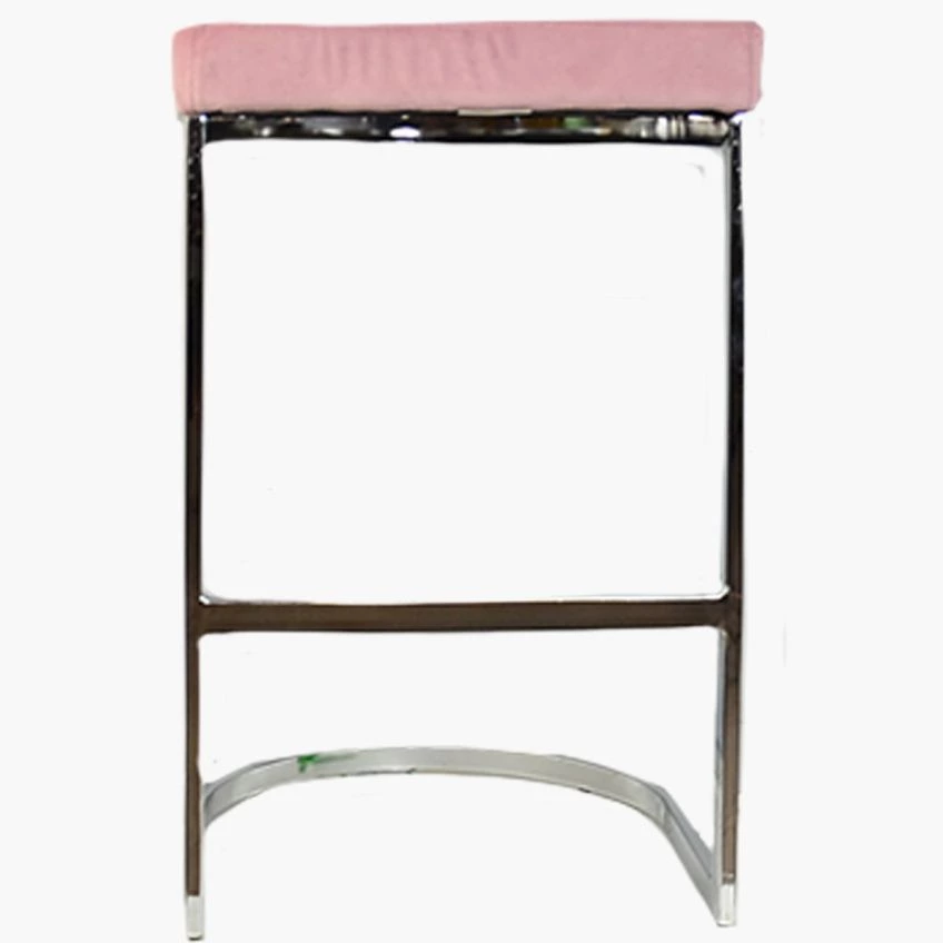 Layto Pink Velvet Backless Counter Height Bar Stool & 75cm Chrome Base