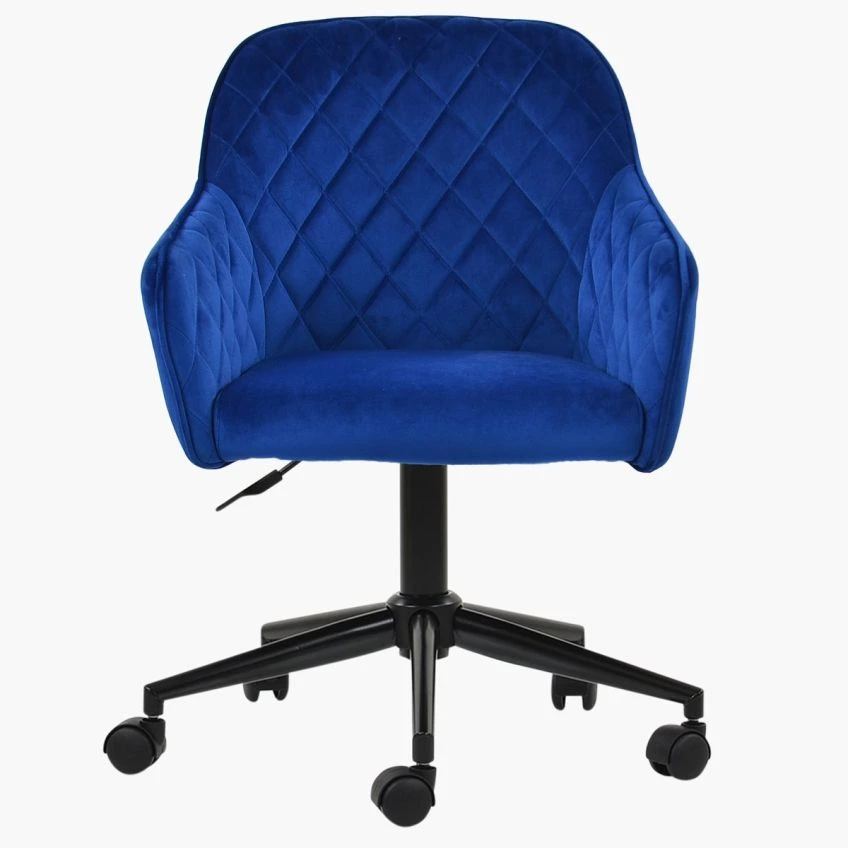 Opus Adjustable Blue Velvet Small Office Chair & a Black Base