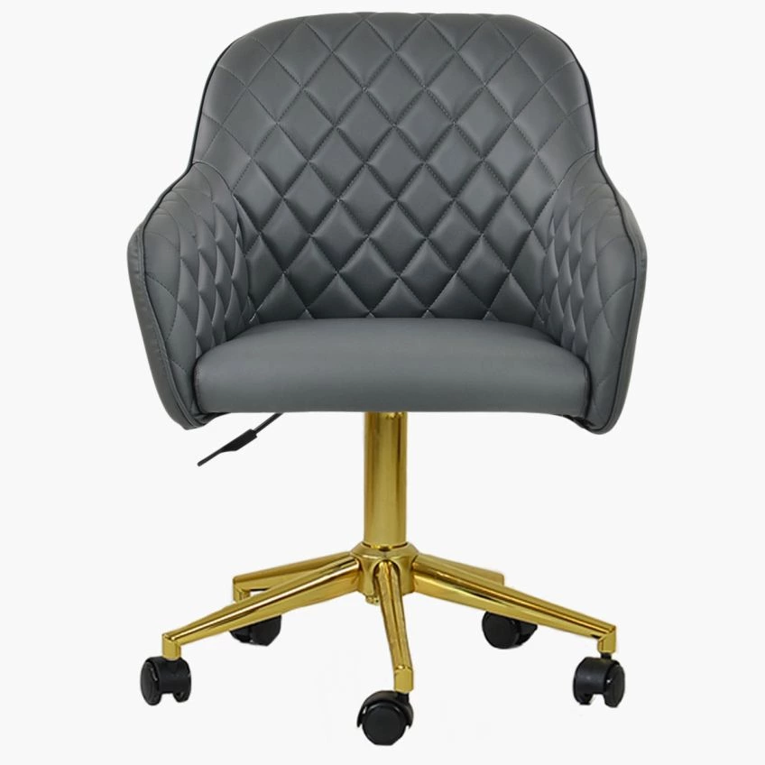 Opus Office Chair Dark Grey Faux Leather Gold
