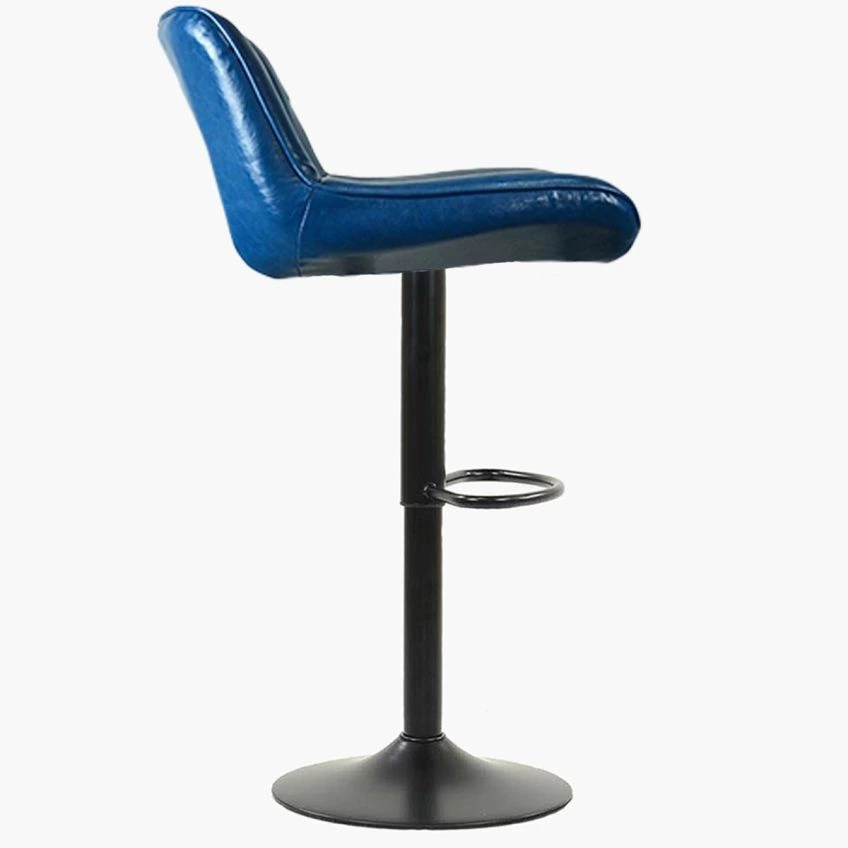 Sydney Bar Stool Blue Leather Black Base