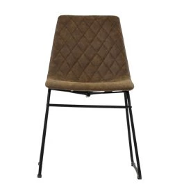 Zorro Small Aged Brown Leather Dining Chair & Black Legs
