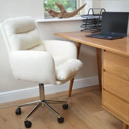 Jackson Exectutive Cream Boucle Fabric Office Chair & a Chrome Base